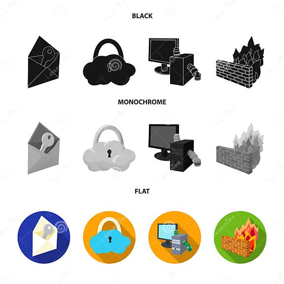 System Internet Connection Code Hackers And Hacking Set Collection Icons In Black Flat