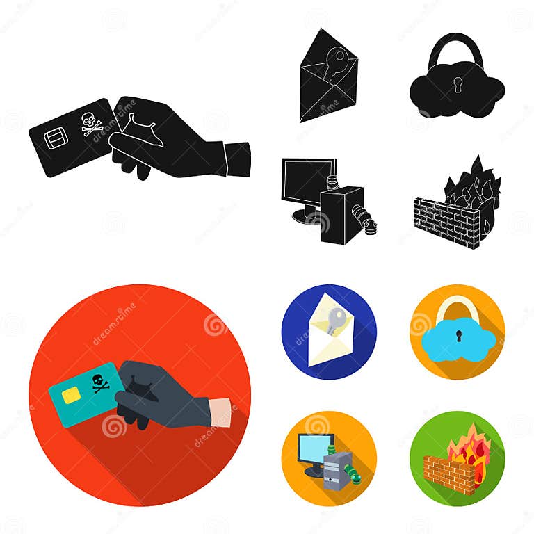 System, Internet, Connection, Code .Hackers and Hacking Set Collection Icons in Black, Flat ...
