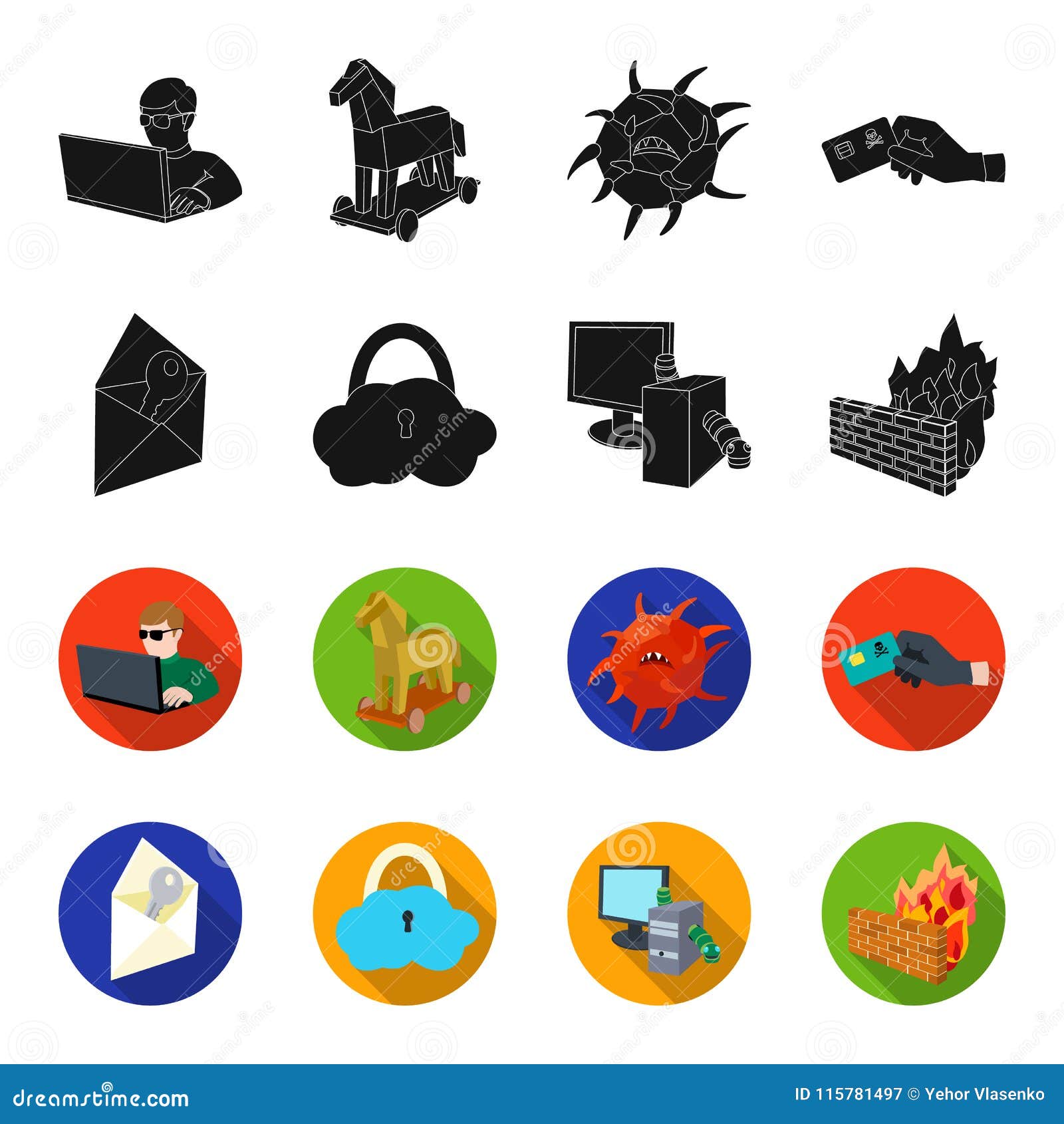 System, Internet, Connection, Code .Hackers and Hacking Set Collection Icons in Black,flet Style ...