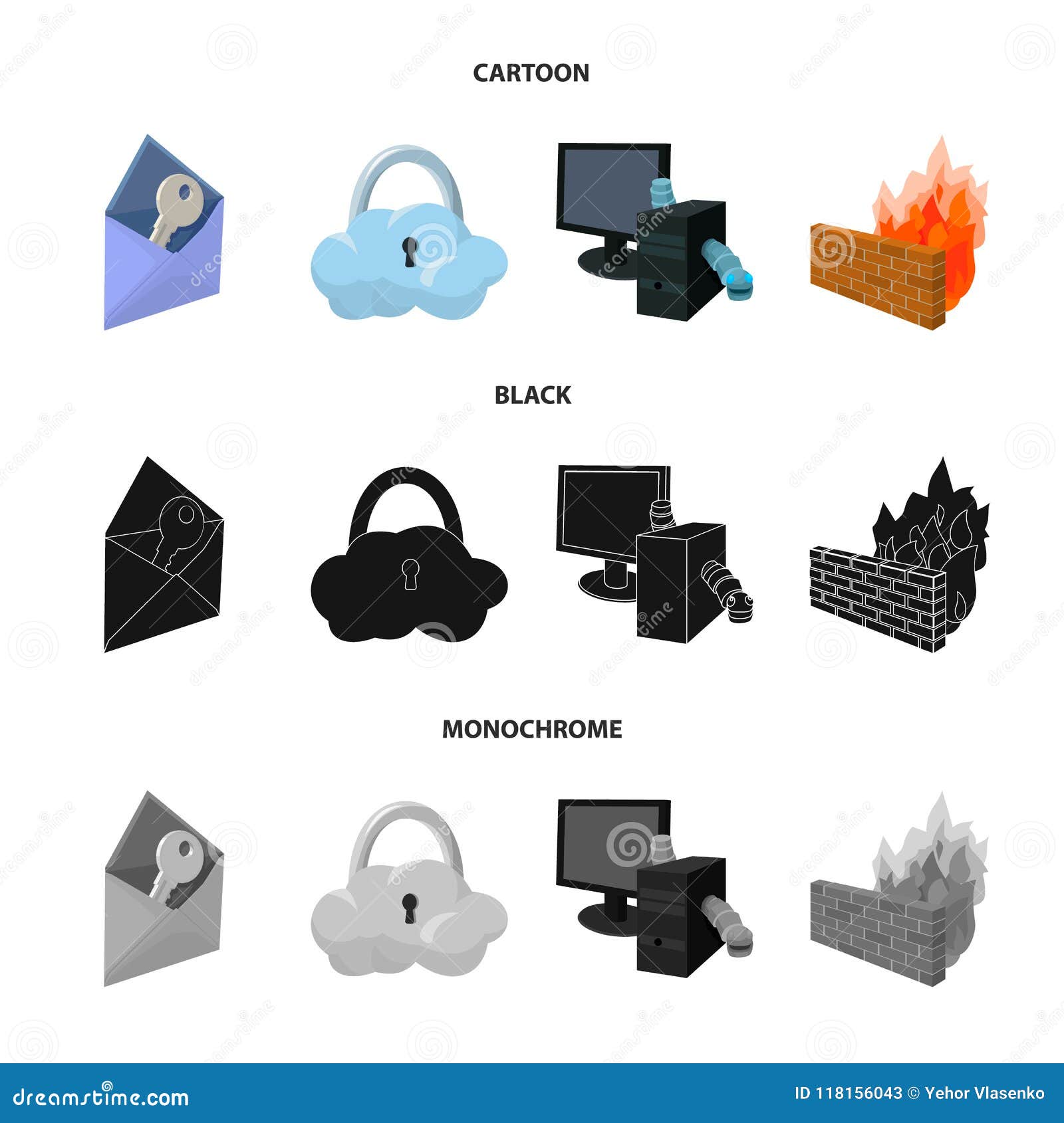 System Internet Connection Code Hackers And Hacking Set Collection Icons In Cartoonblack