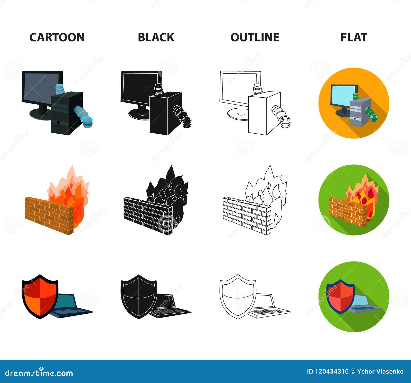 System Internet Connection Code Hackers And Hacking Set Collection Icons In Cartoon Black