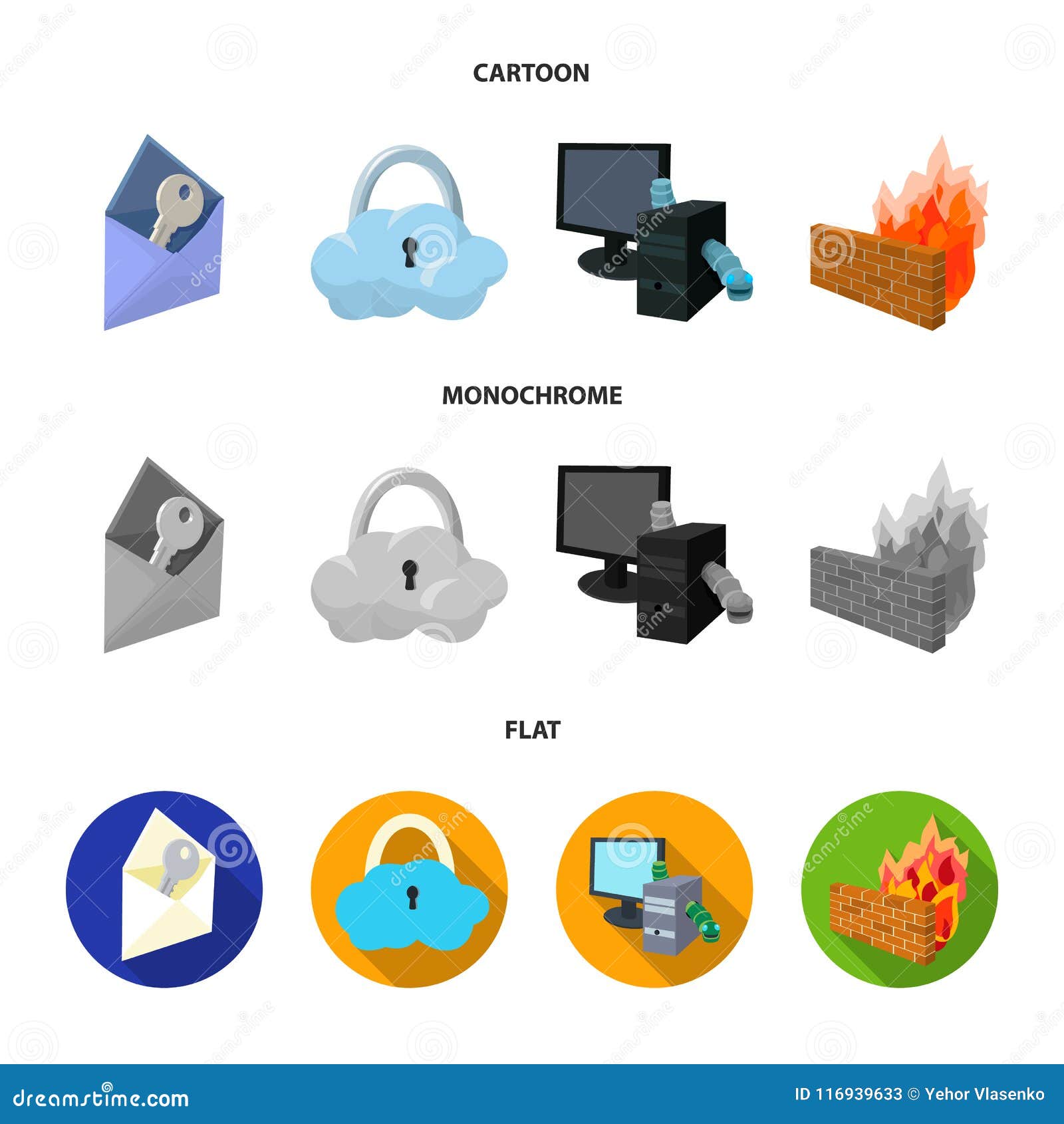 System Internet Connection Code Hackers And Hacking Set Collection Icons In Cartoon Flat
