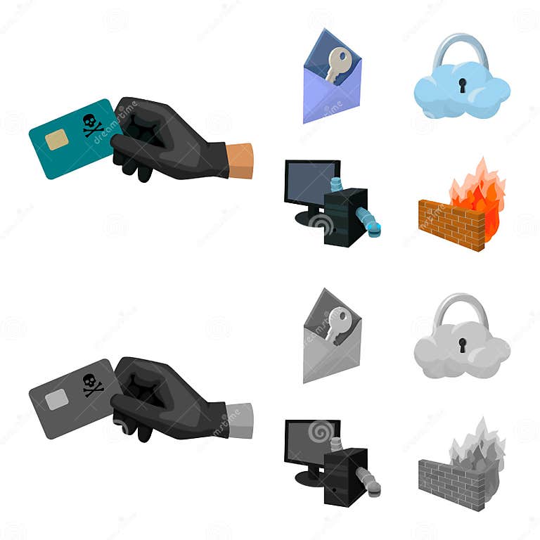 System Internet Connection Code Hackers And Hacking Set Collection Icons In Cartoon