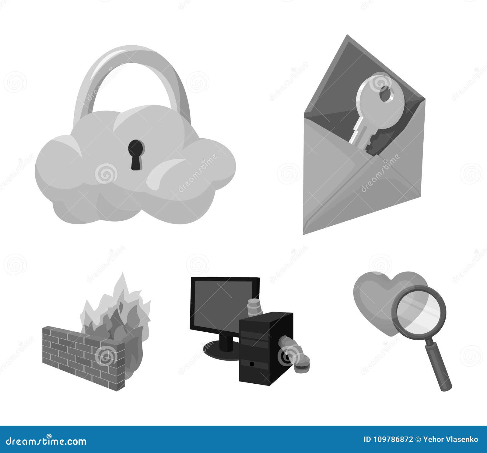 System Internet Connection Code Hackers And Hacking Set Collection Icons In Monochrome Style