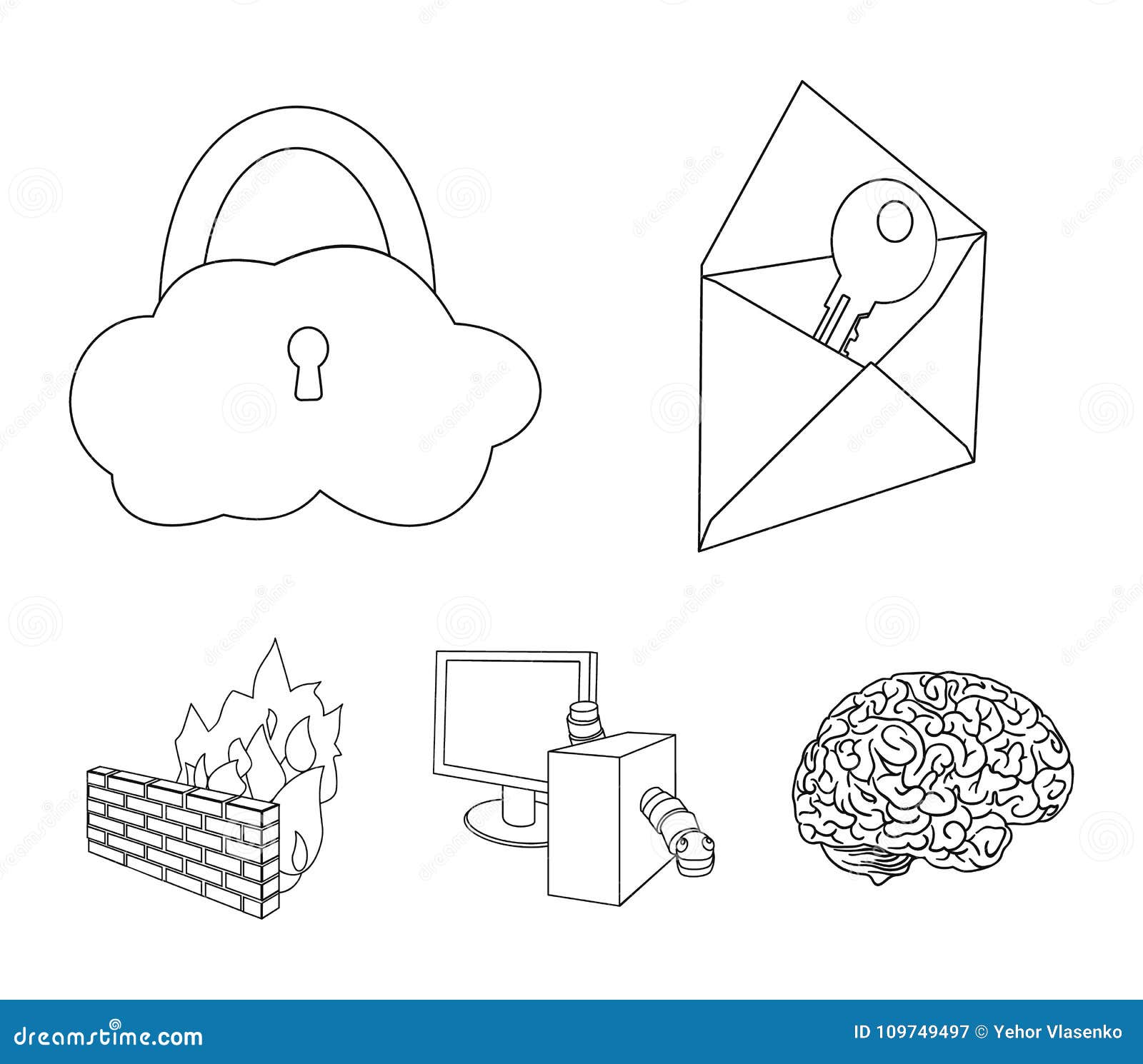 System Internet Connection Code Hackers And Hacking Set Collection Icons In Outline Style