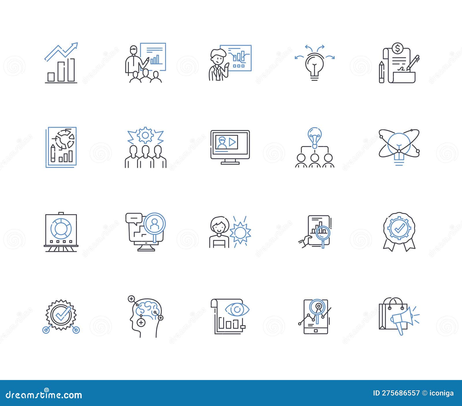 System Line Icons Collection Efficiency Innovation Automation