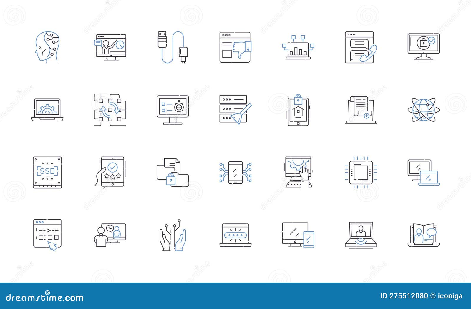 System Line Icons Collection Integration Automation Architecture Efficiency Performance