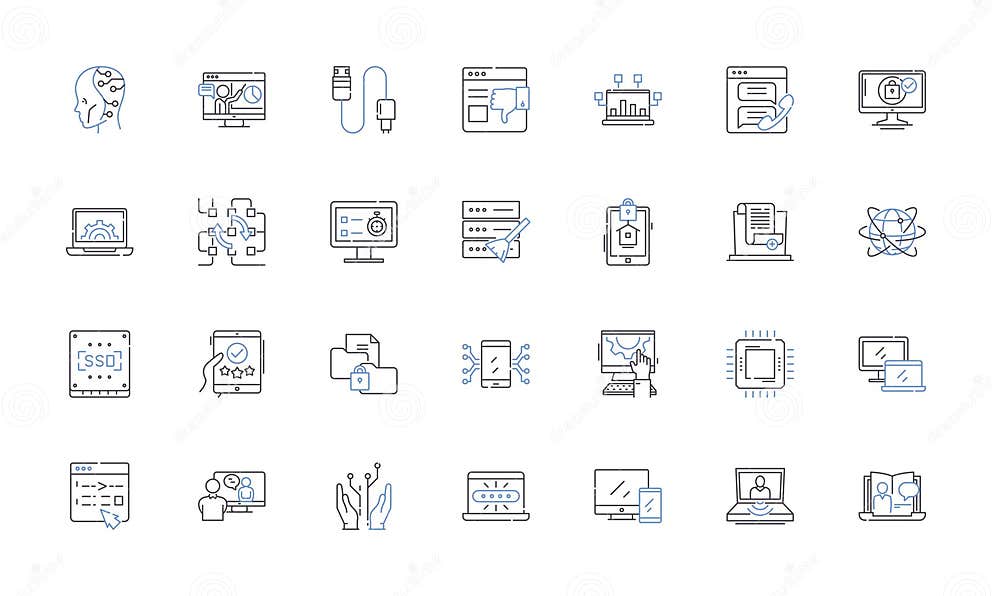 System Line Icons Collection. Integration, Automation, Architecture ...