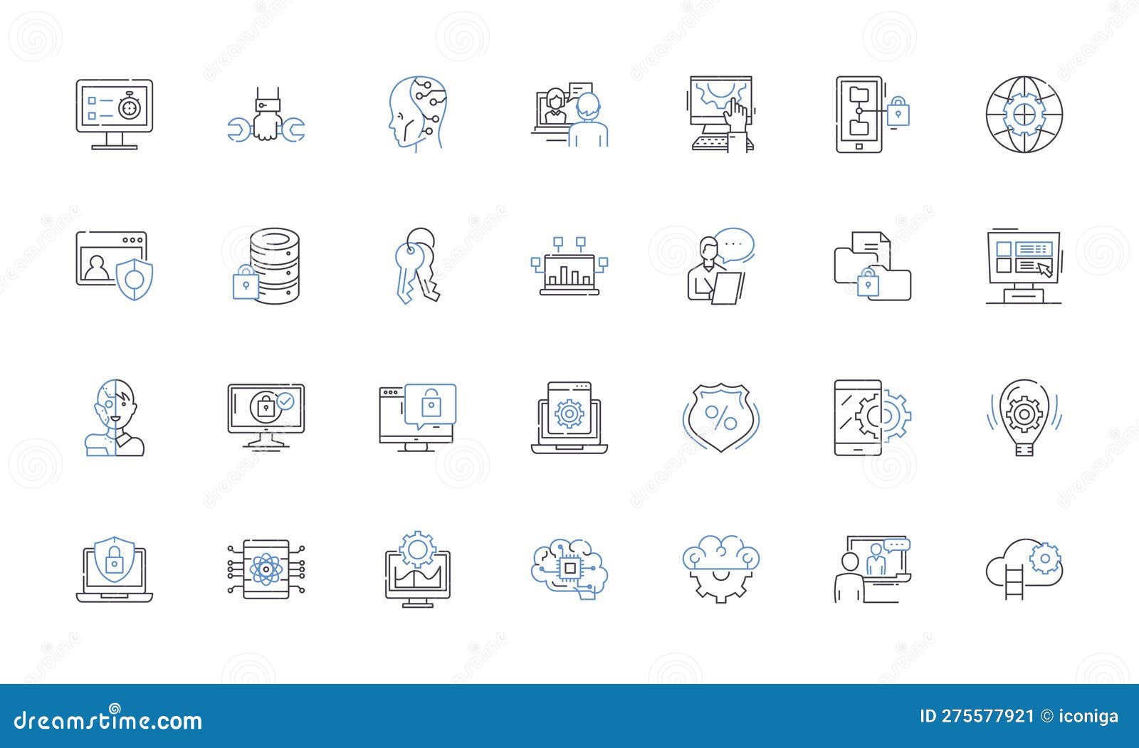 System Line Icons Collection Integration Automation Efficiency Security Performance