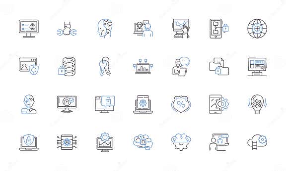 System Line Icons Collection Integration Automation Efficiency Security Performance