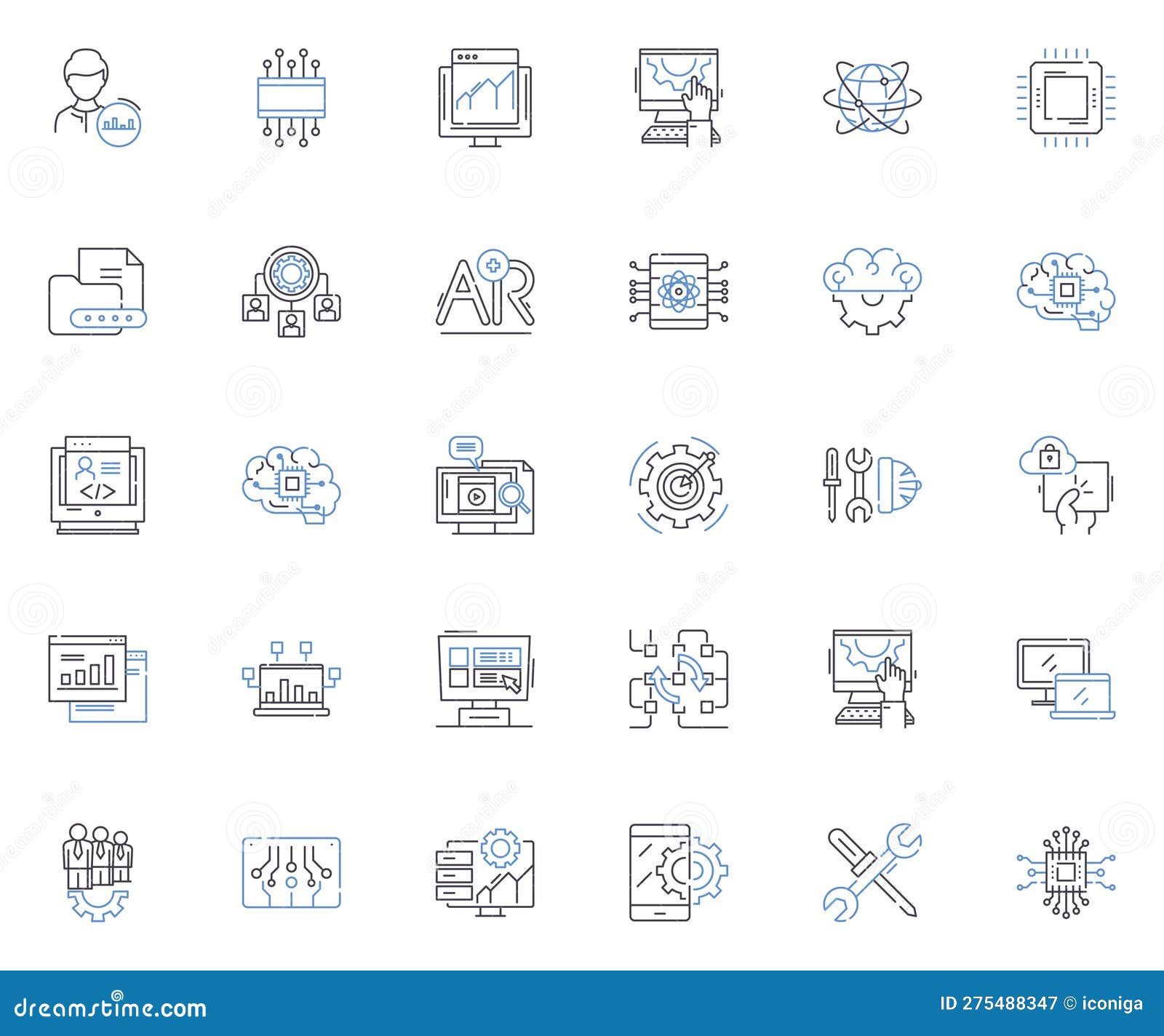 System Line Icons Collection Integration Automation Optimization Efficiency Performance
