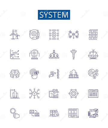 System Line Icons Signs Set. Design Collection of System, Network ...