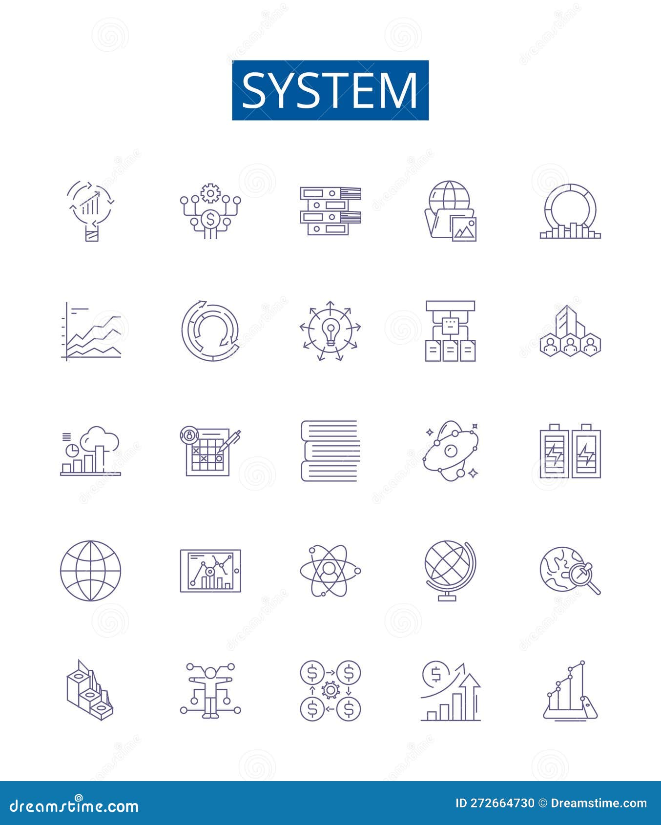System Line Icons Signs Set. Design Collection of System, Network ...