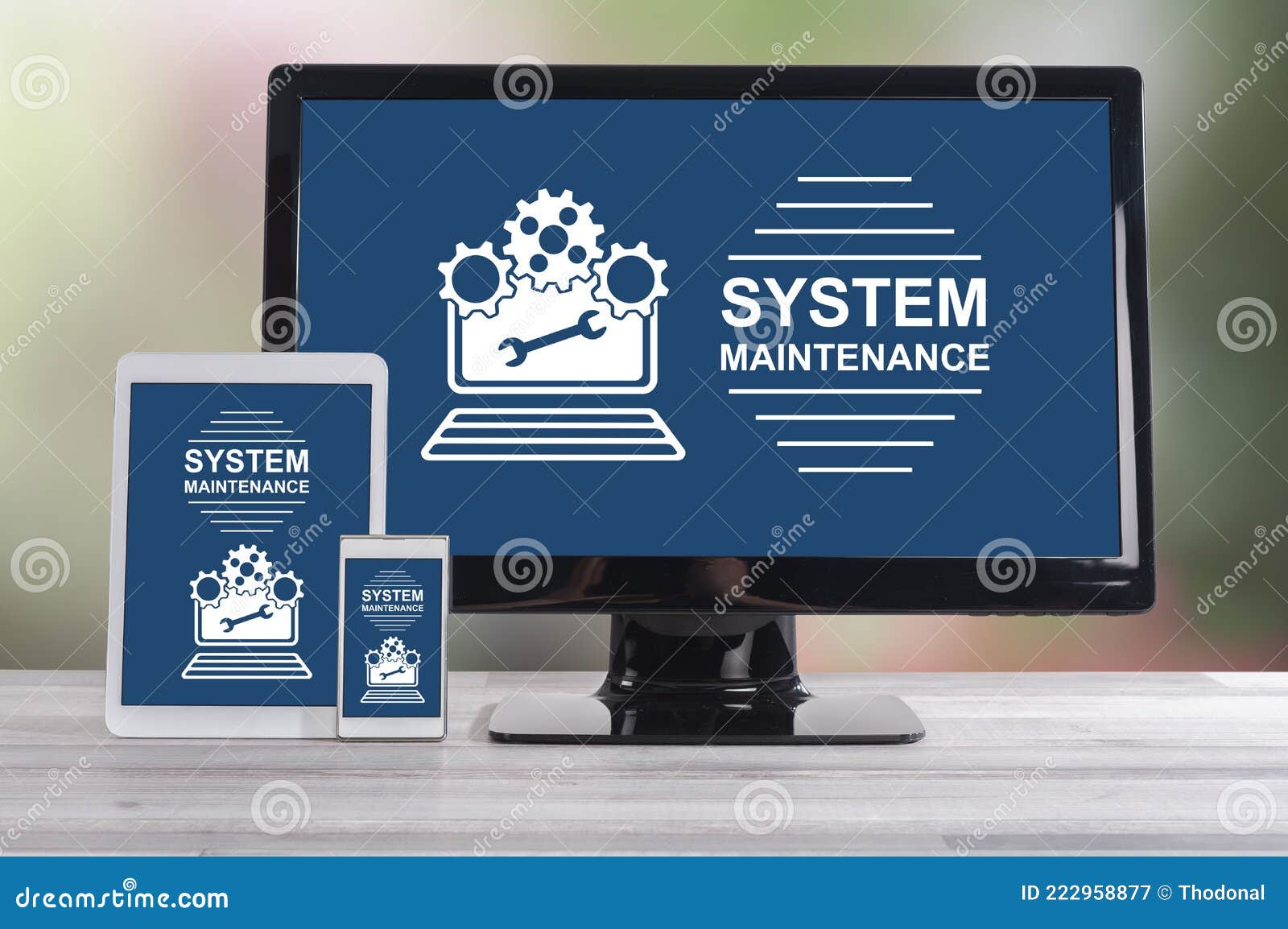 System Maintenance Concept on Different Devices Stock Image - Image of ...