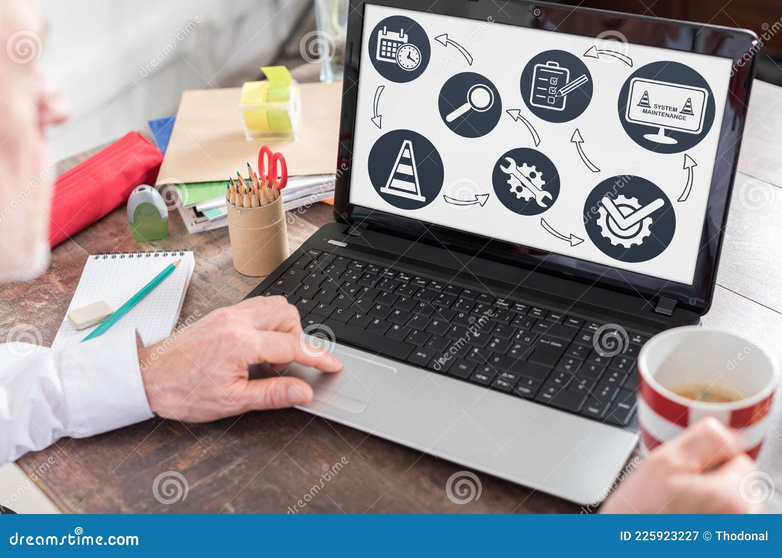 System Maintenance Concept on a Laptop Screen Stock Image - Image of ...