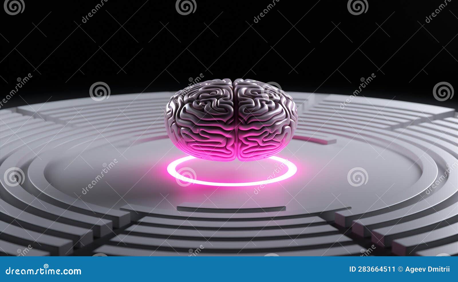 System Neon Brain Abstract Pink Technology Science Artificial Digital ...