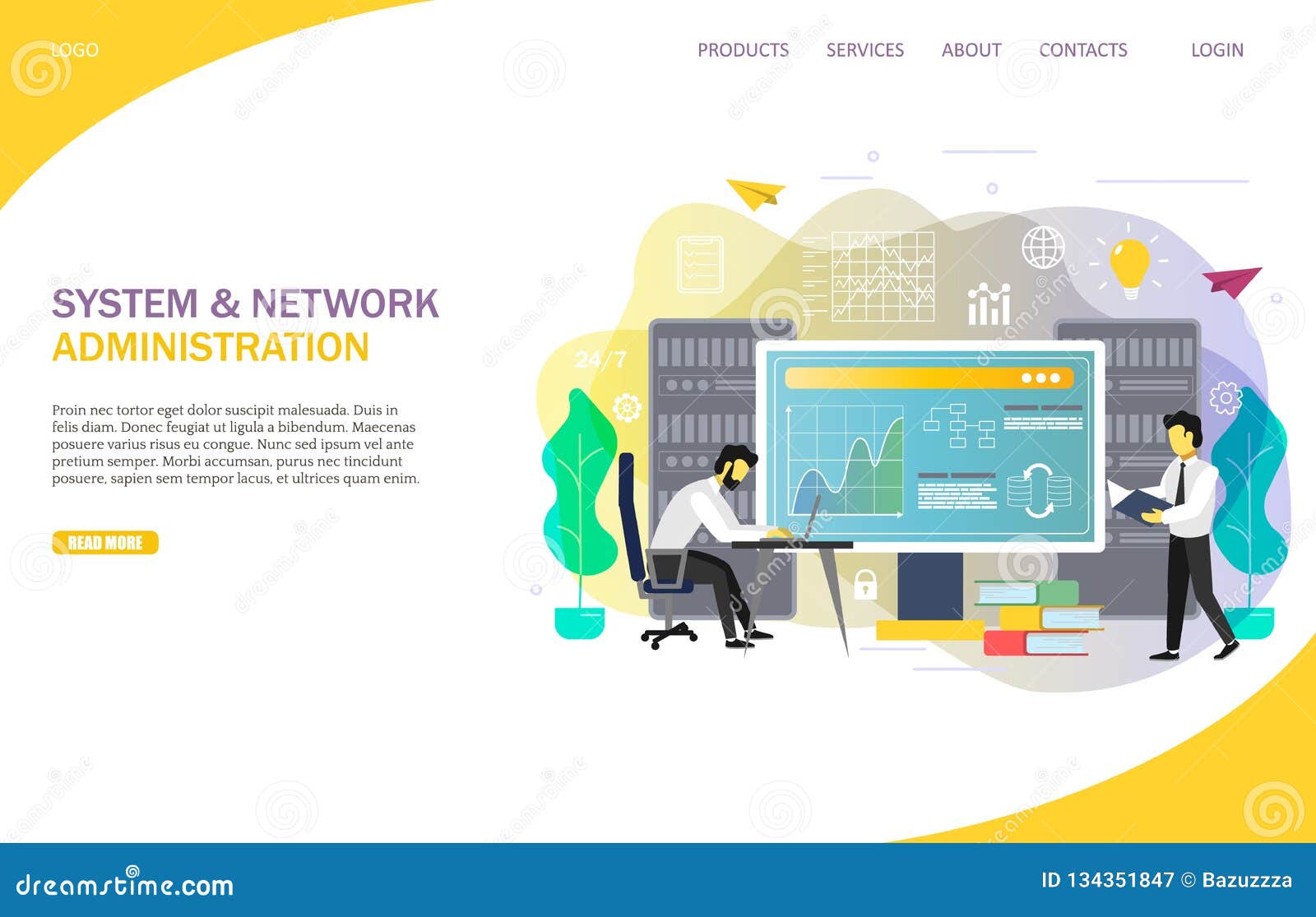 System Administrator Landing Page Website Vector Template Stock Vector ...