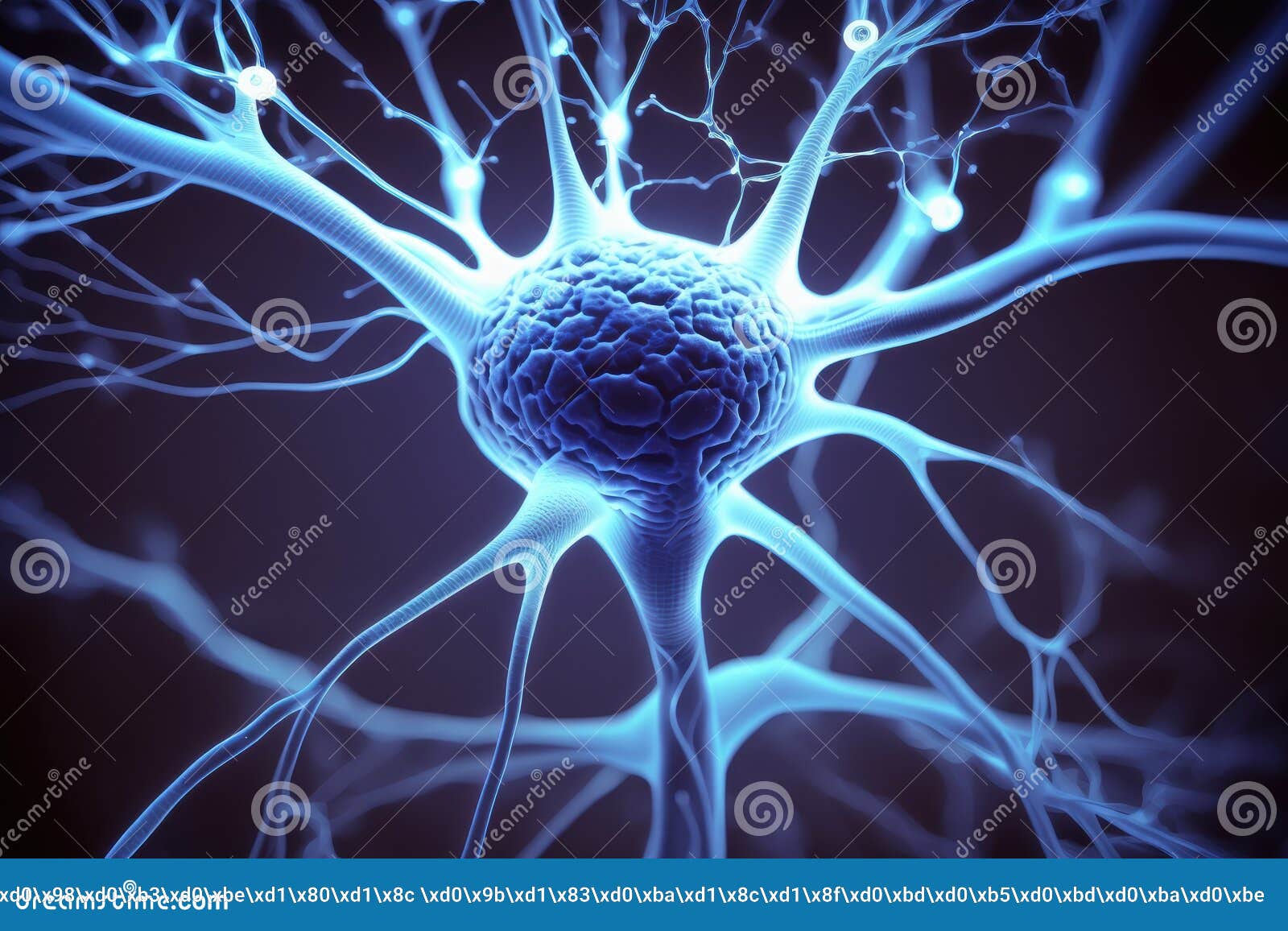 System Neuron of Brain with Synapses Nerve Cell Blue Color. Ai ...