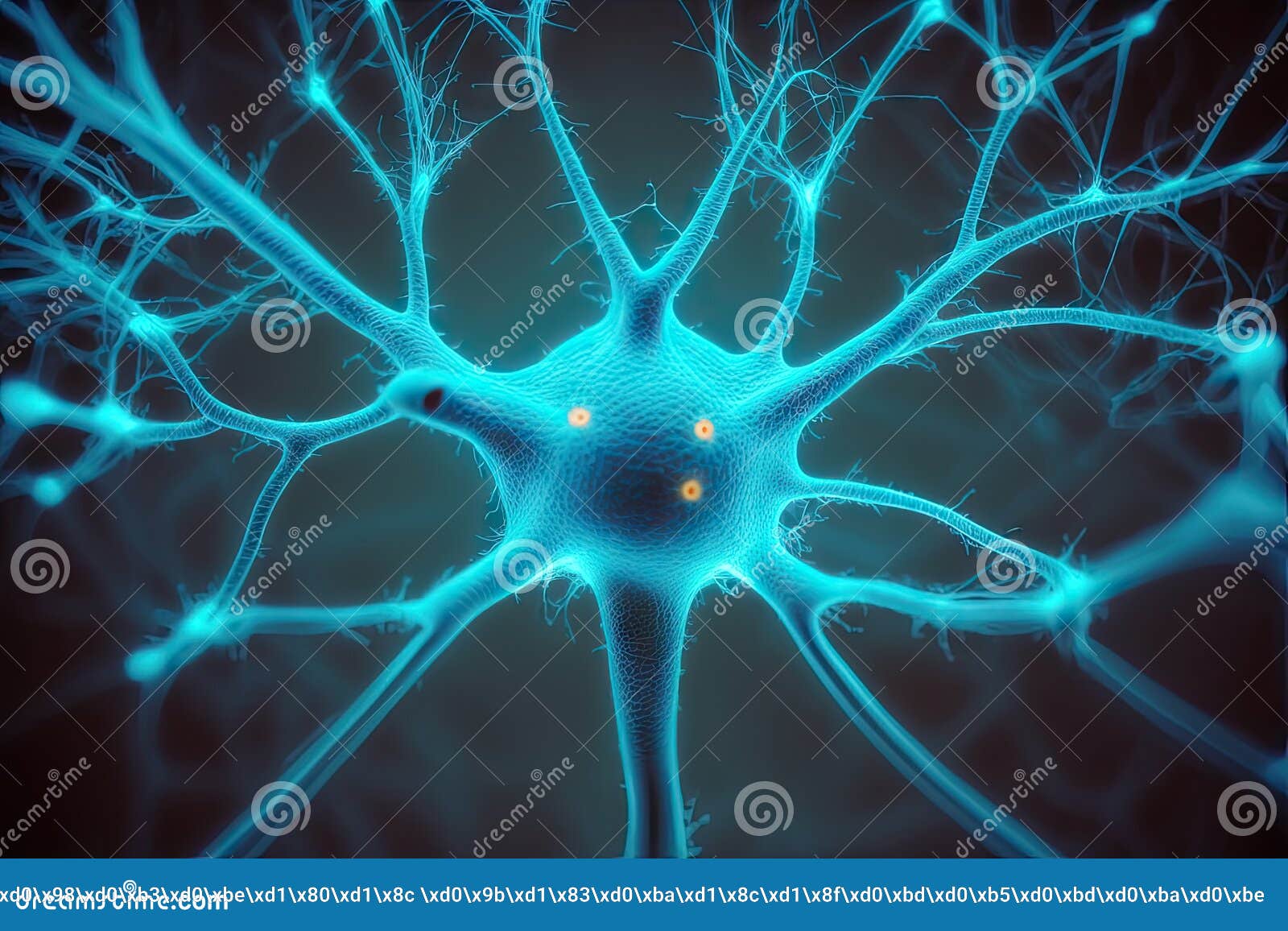 System Neuron of Brain with Synapses Nerve Cell Blue Color. Ai ...
