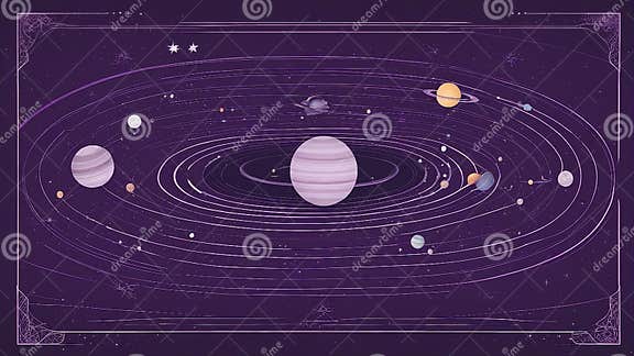 System in the Night a Solar System Illustration with the Moon and the Planet Orbits. Stock ...
