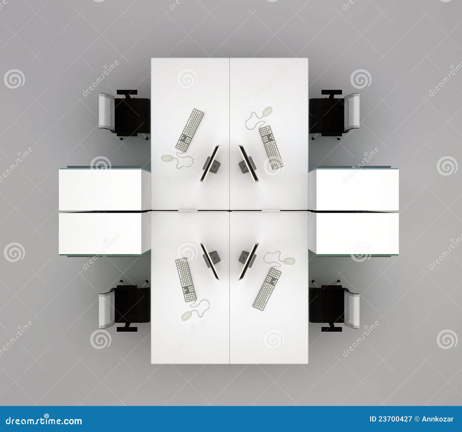 System Office Desks. Top View Stock Illustration - Illustration of ...