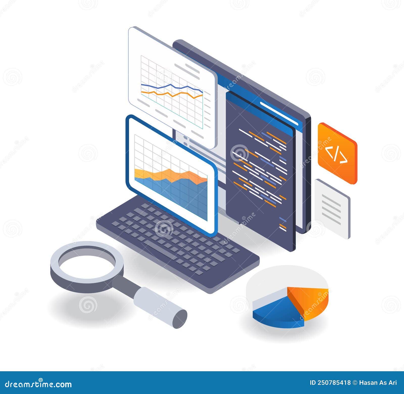 System Programmer Data Analyst Isometric Illustration Stock ...