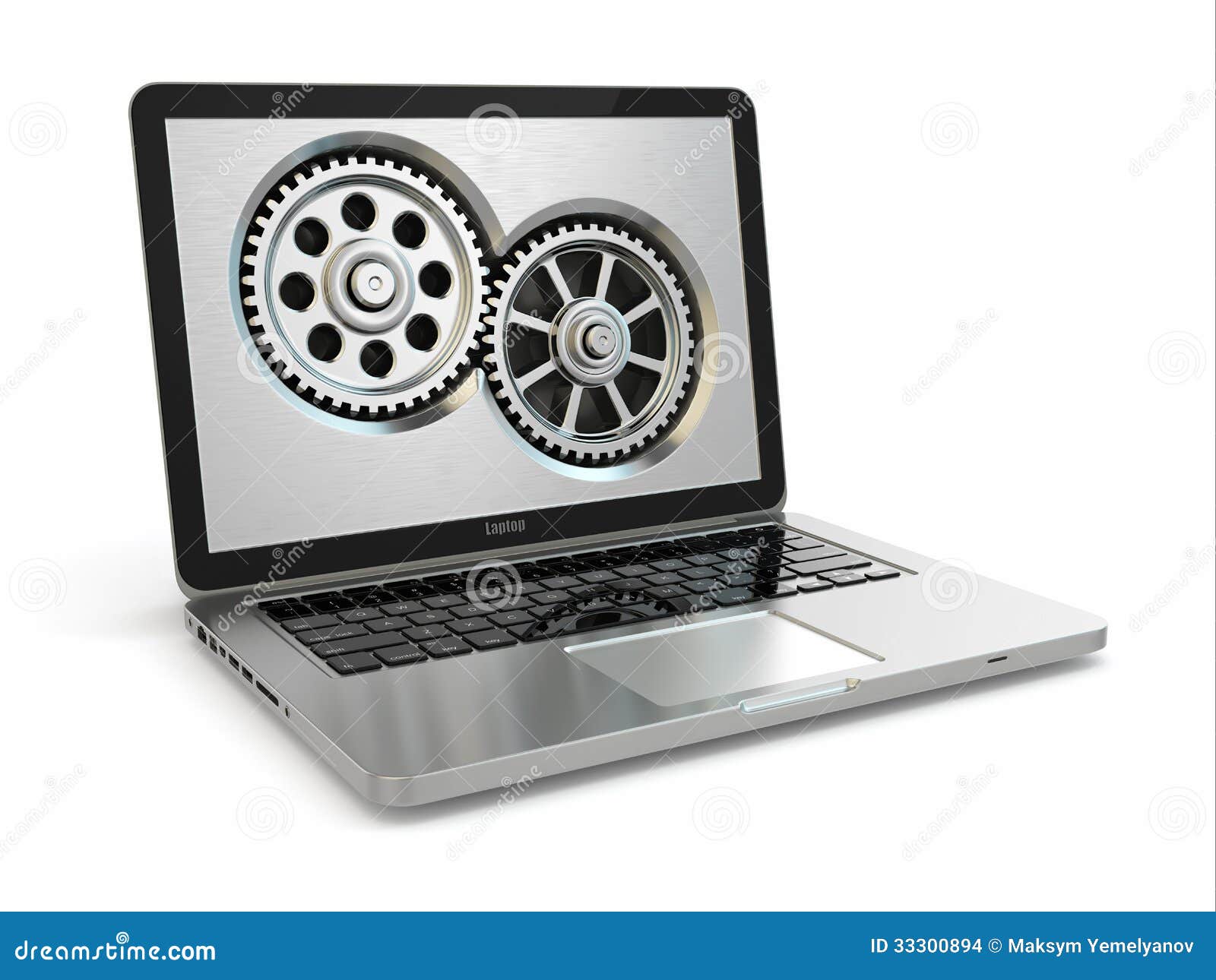 System Properties Concept. Laptop and Gears Stock Illustration ...