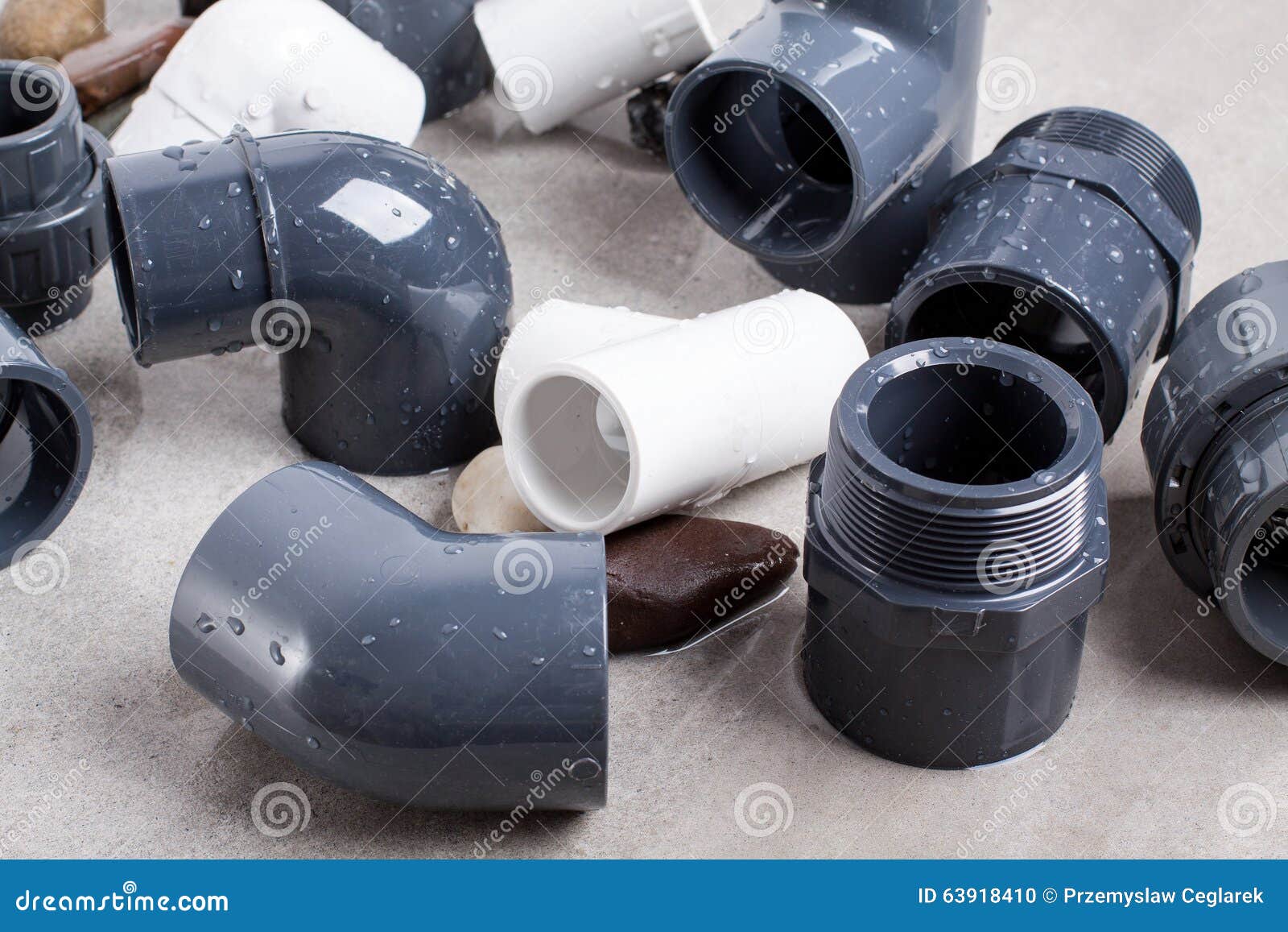 System PVC-U fittings stock photo. Image of installation - 63918410