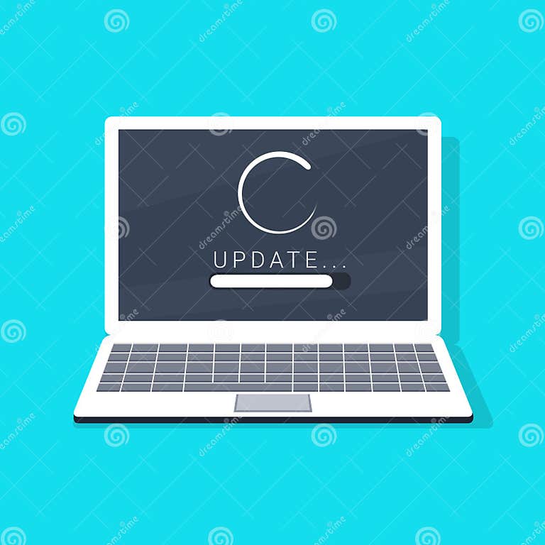System Software Update and Upgrade Concept. Loading Process in Laptop ...