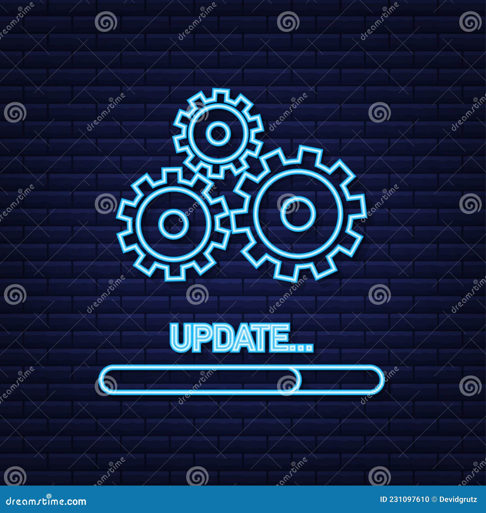 System Software Update or Upgrade Neon Icon. Banner New Update, Badge ...