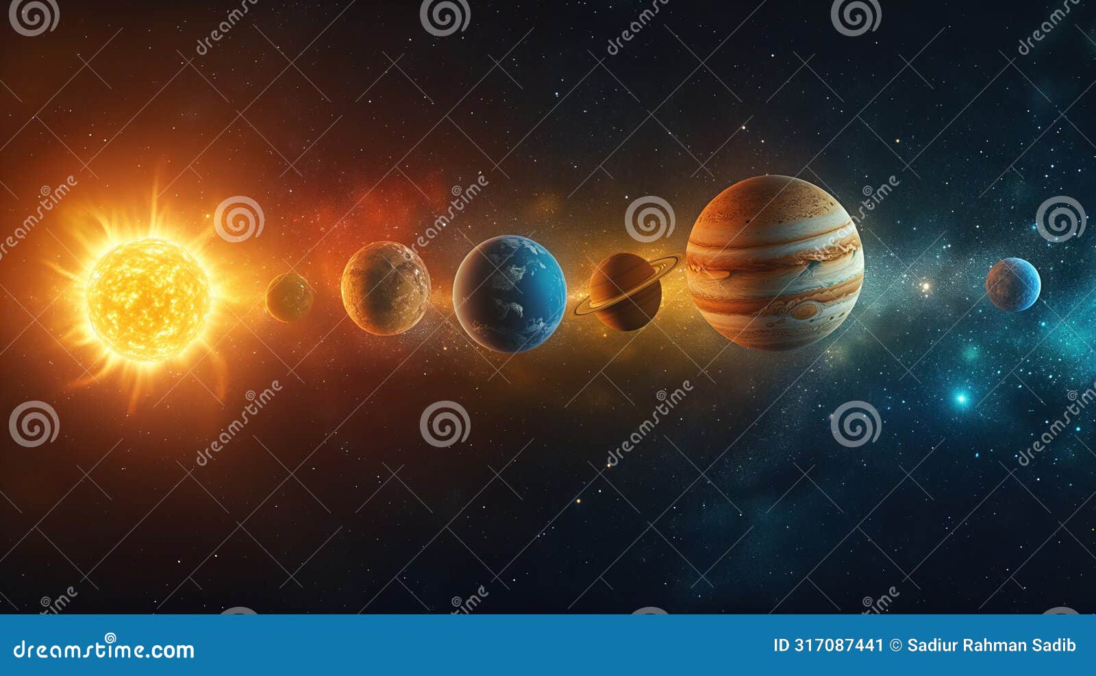 Planets In Outer Space With Stars And Planets Solar Systems And ...