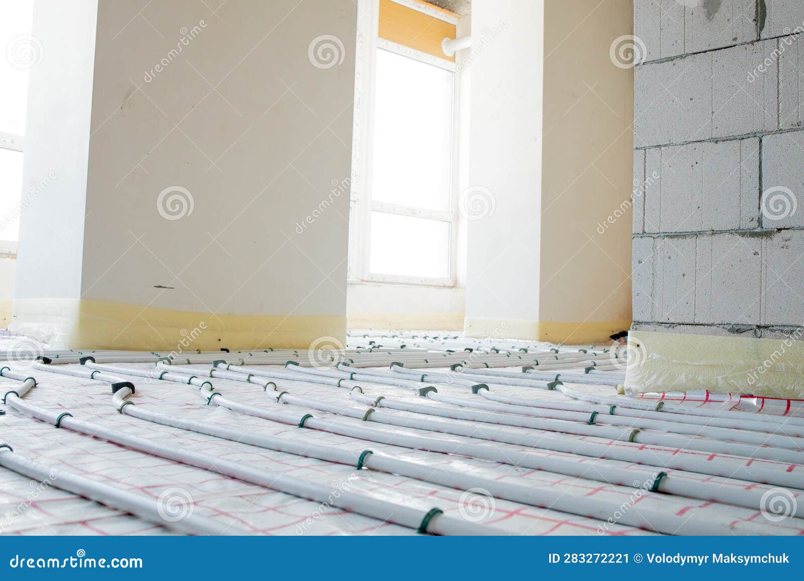 System of Underfloor Heating, Work in Progress on a Construction Site ...