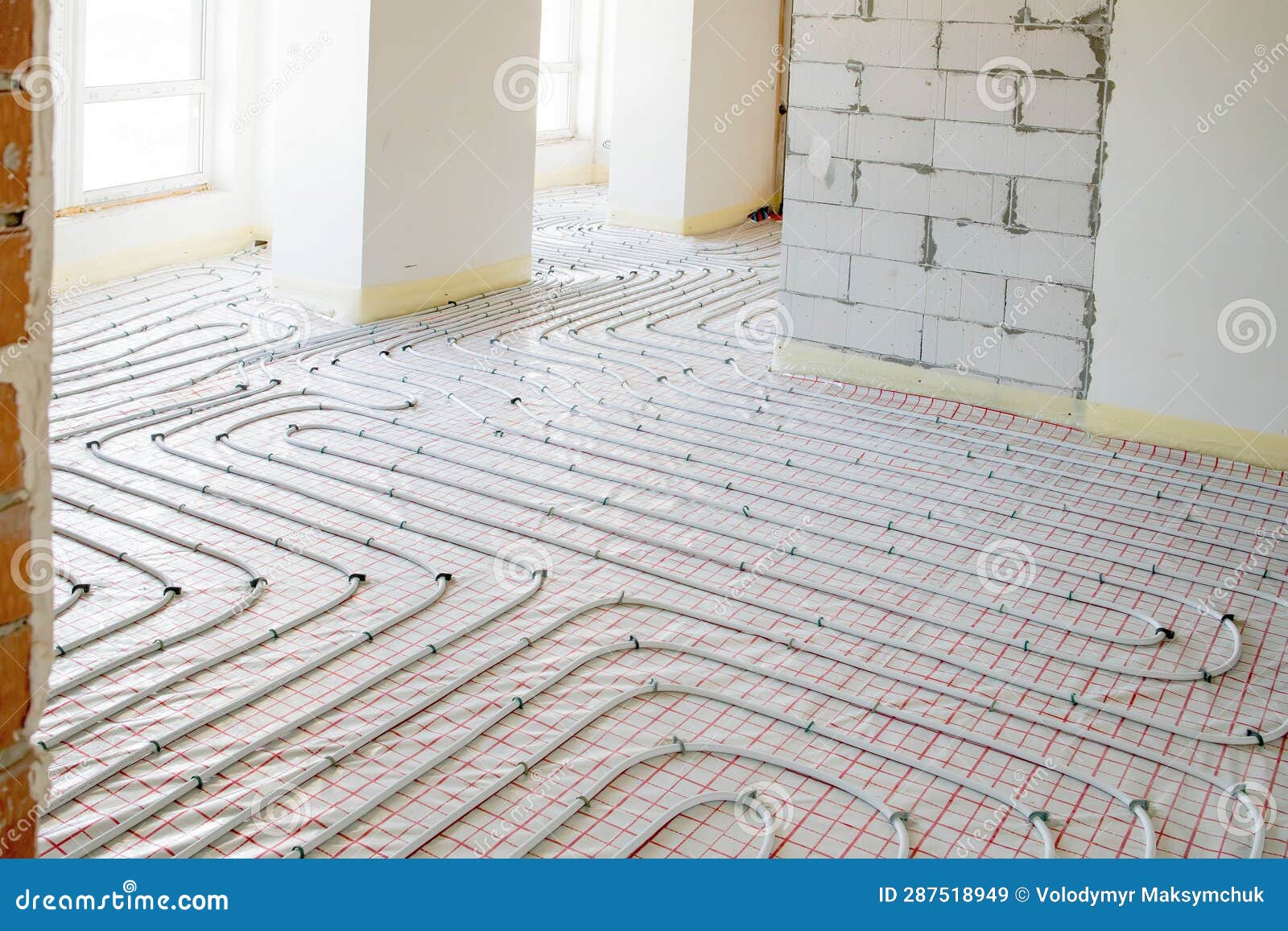System of Underfloor Heating, Work in Progress on a Construction Site ...