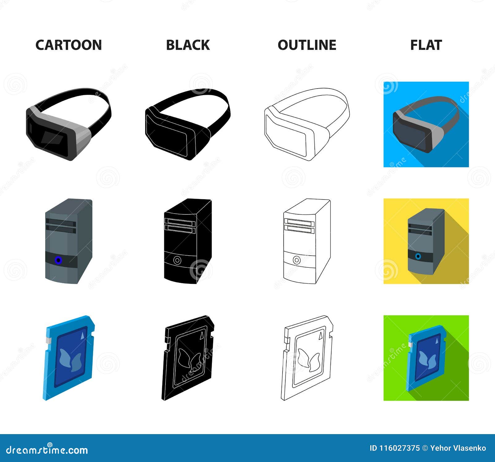 A System Unit, a Flash Drive, a Scanner and a SD Card. Personal ...