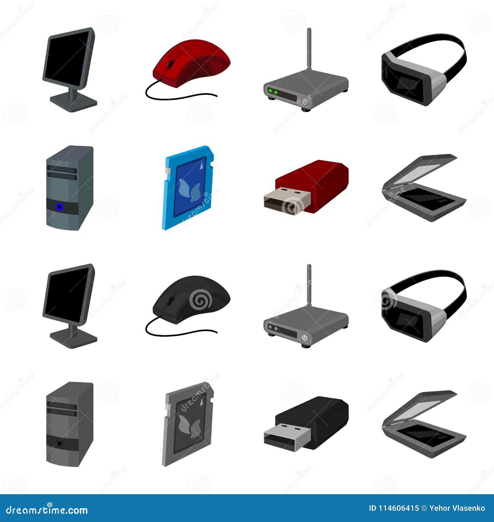 A System Unit, a Flash Drive, a Scanner and a SD Card. Personal ...