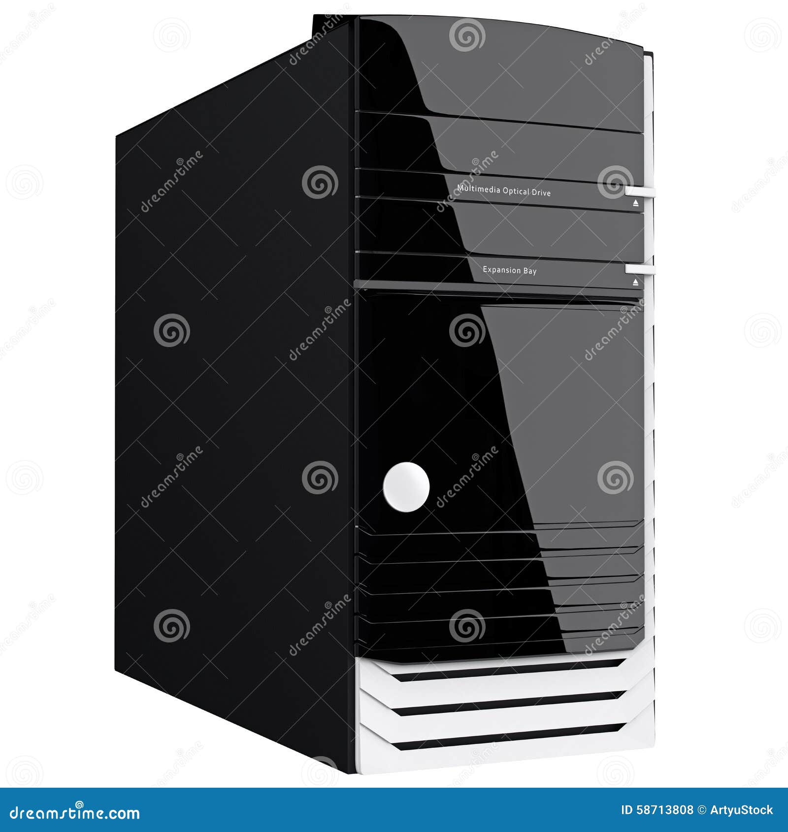 System Unit Front Panel Made of Black Plastic. 3d Stock Illustration ...