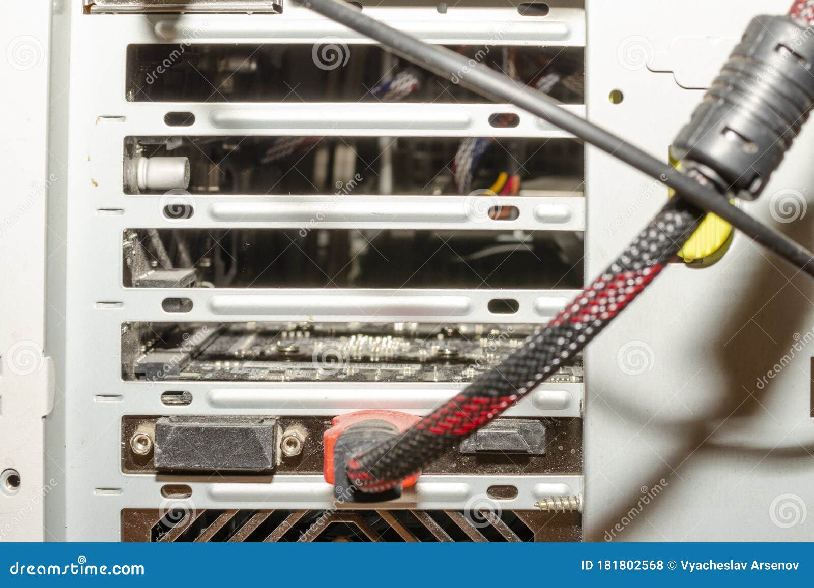 System Unit of a Home Desktop Computer. Back View Stock Photo - Image ...