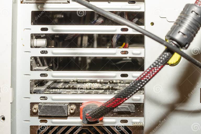 System Unit of a Home Desktop Computer. Back View Stock Photo - Image ...