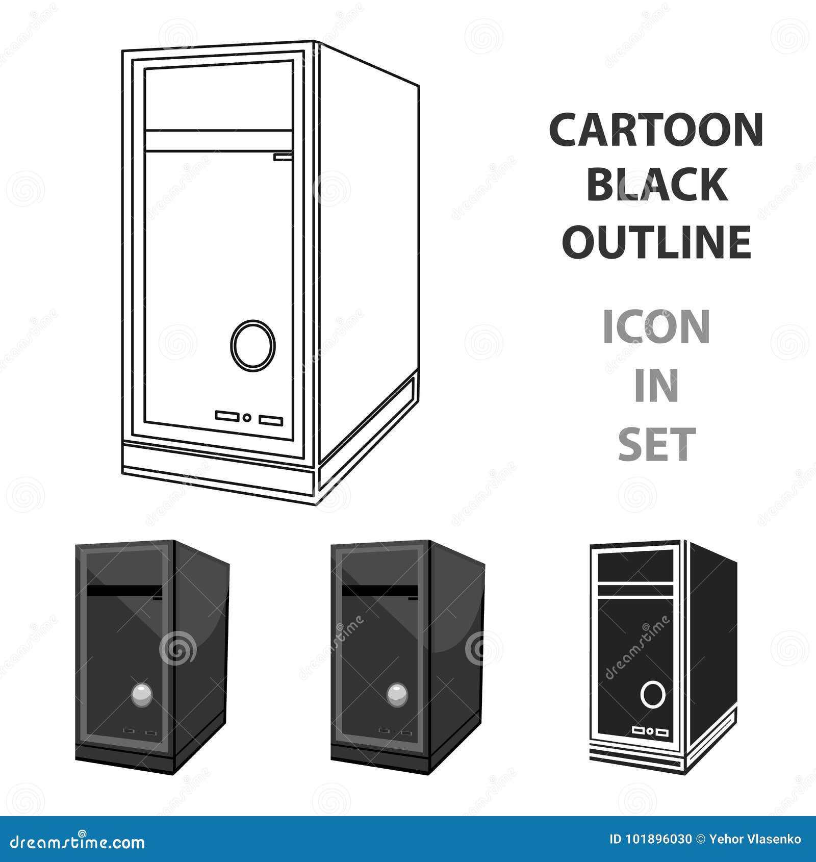 System Unit Icon in Cartoon Style Isolated on White Background ...
