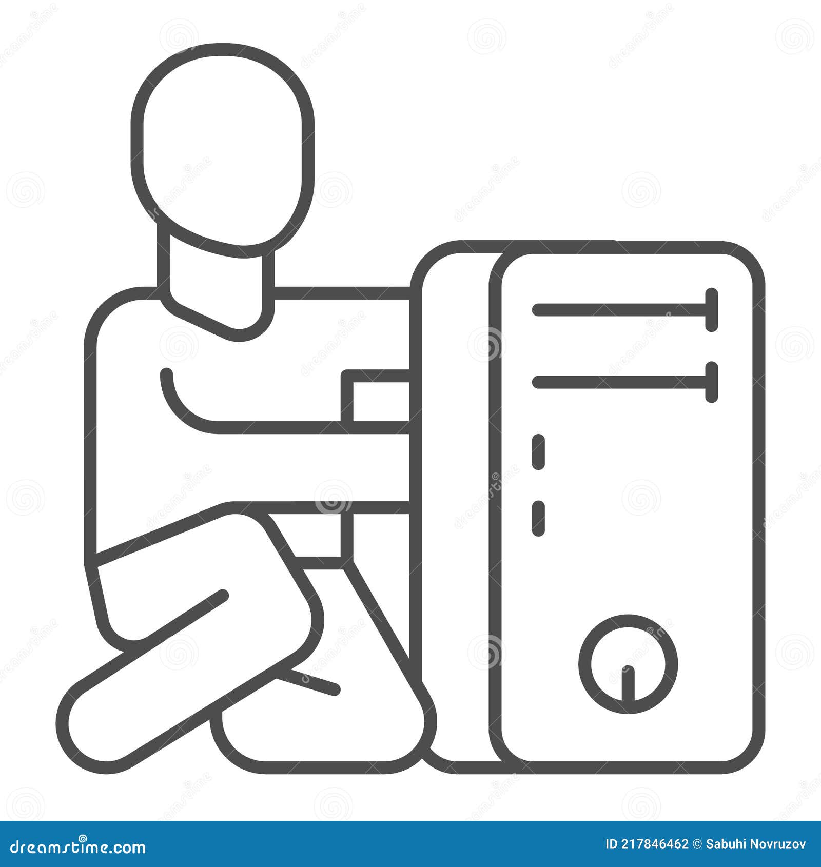 System Unit And Master Thin Line Icon Pcrepair Concept System Unit Master Vector Sign On