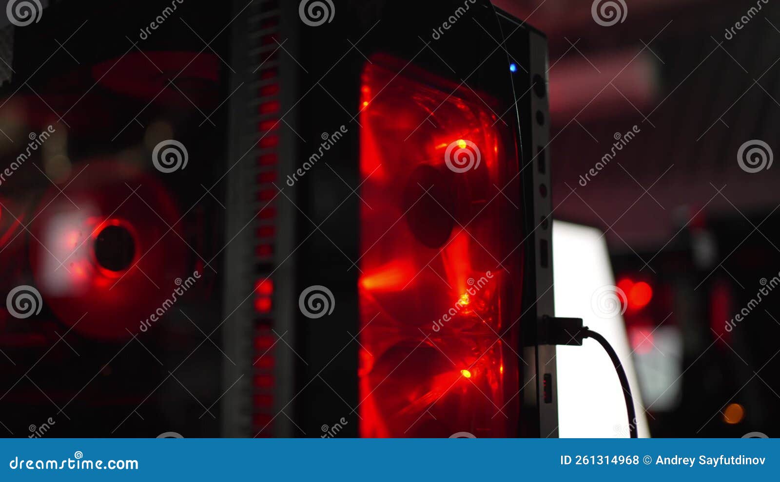 The System Unit of a Modern Gaming Computer. Coolers with LED Backlight ...