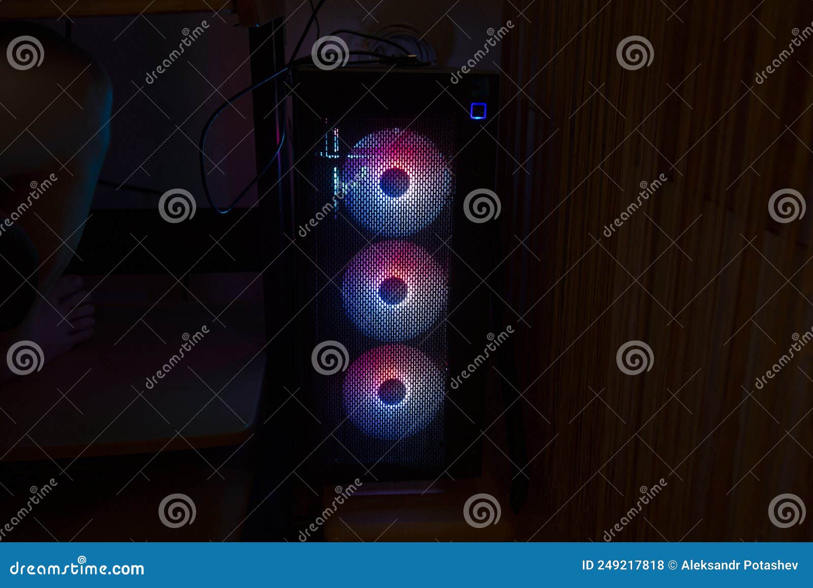 The System Unit of a Modern Gaming Computer.Gamer and Gamer`s Place ...