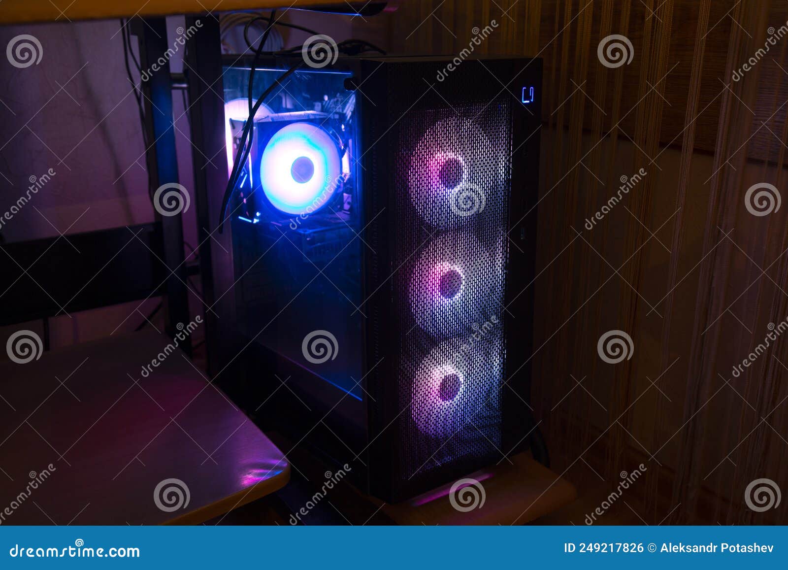 The System Unit of a Modern Gaming Computer.Gamer and Gamer`s Place ...