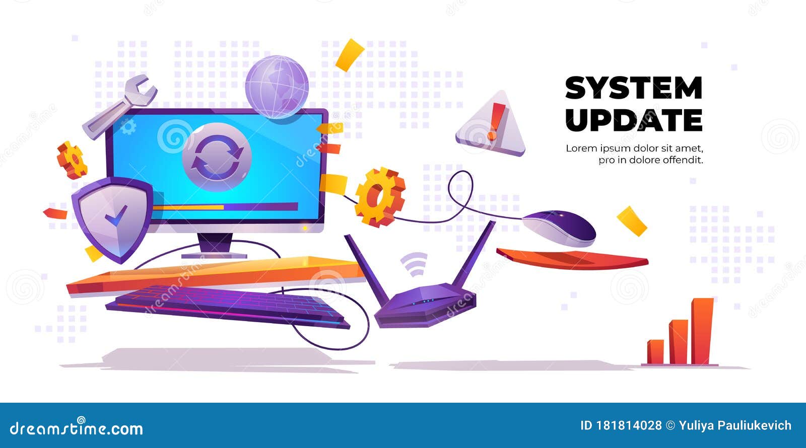 System Update Banner, Computer Software Install Stock Vector ...