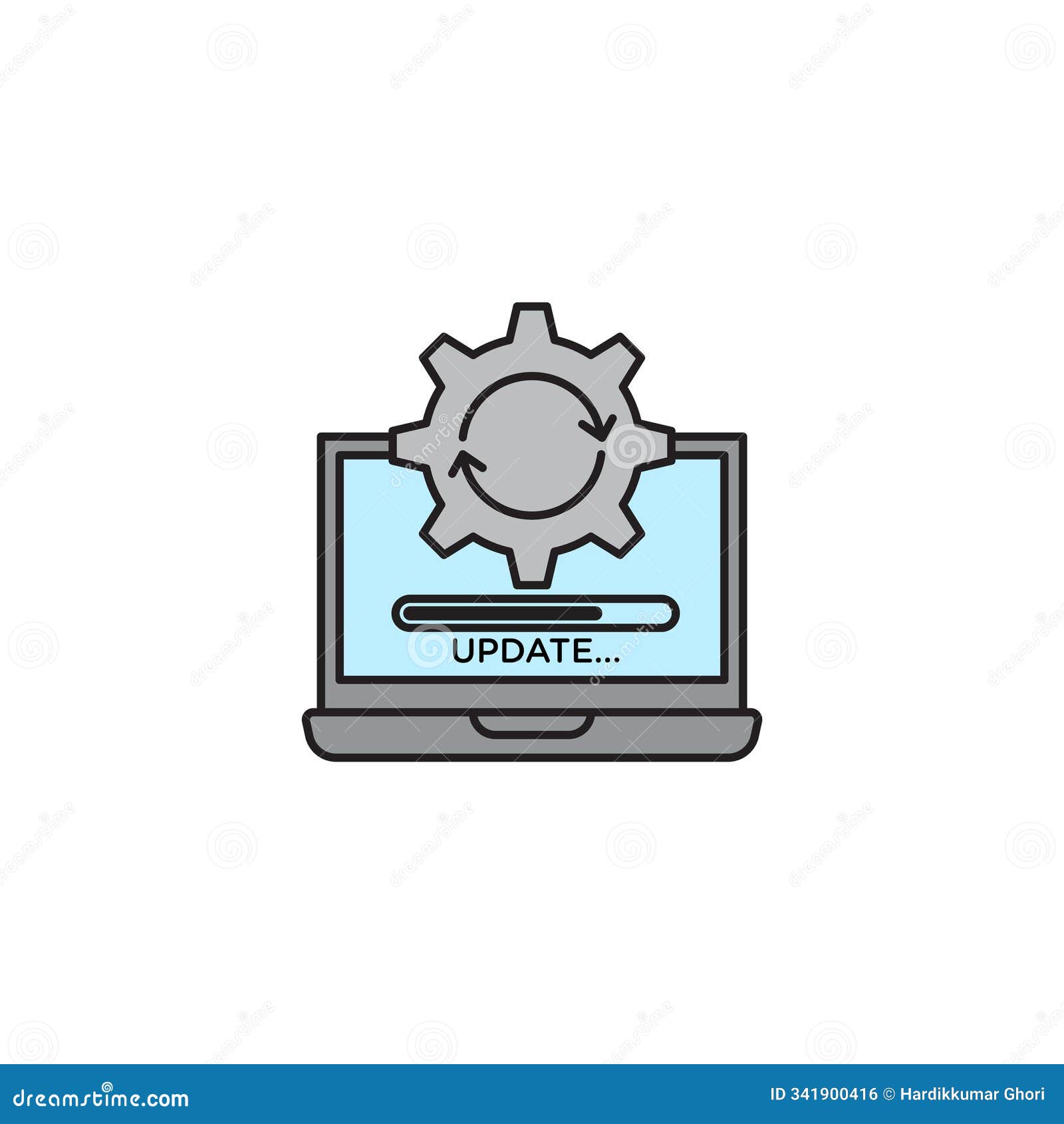 System Update Colored Vector Icon on White Background Stock ...