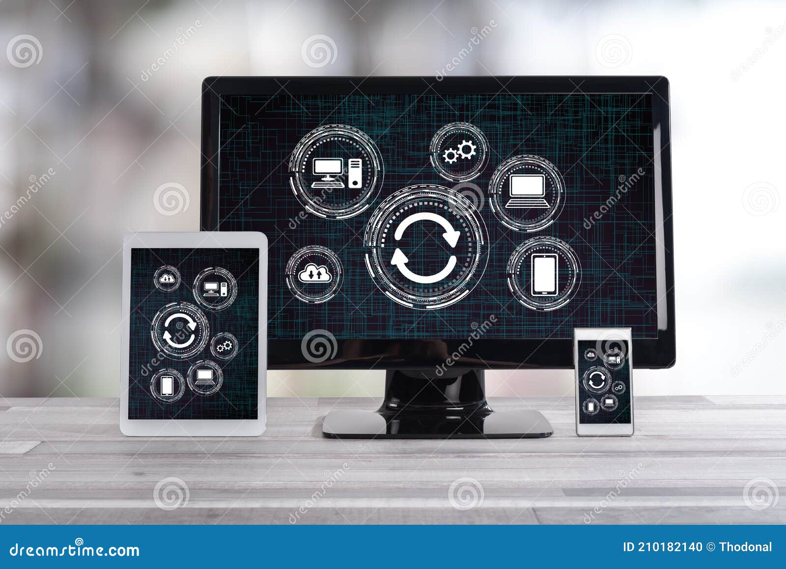 System Update Concept on Different Devices Stock Photo - Image of ...