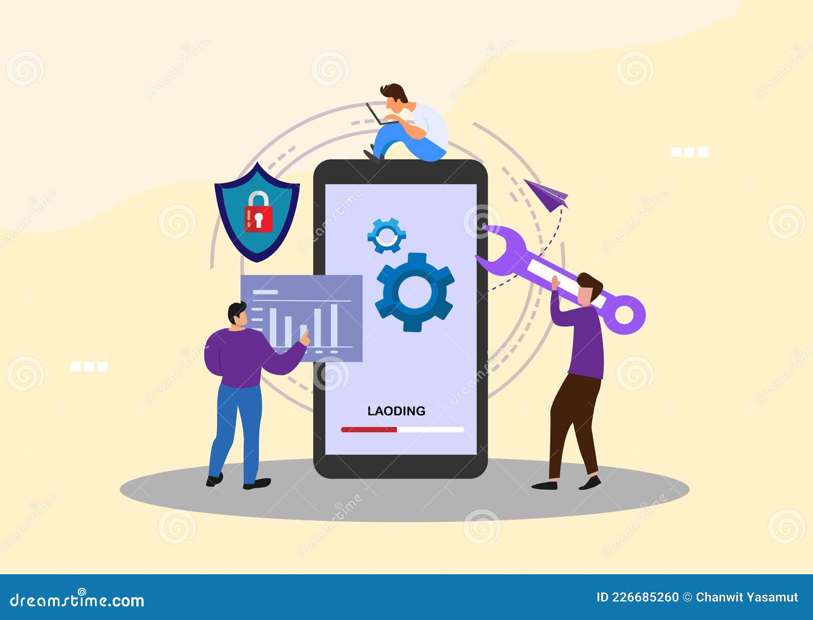 System Update Improvement Change New Version. Installing Update Process ...