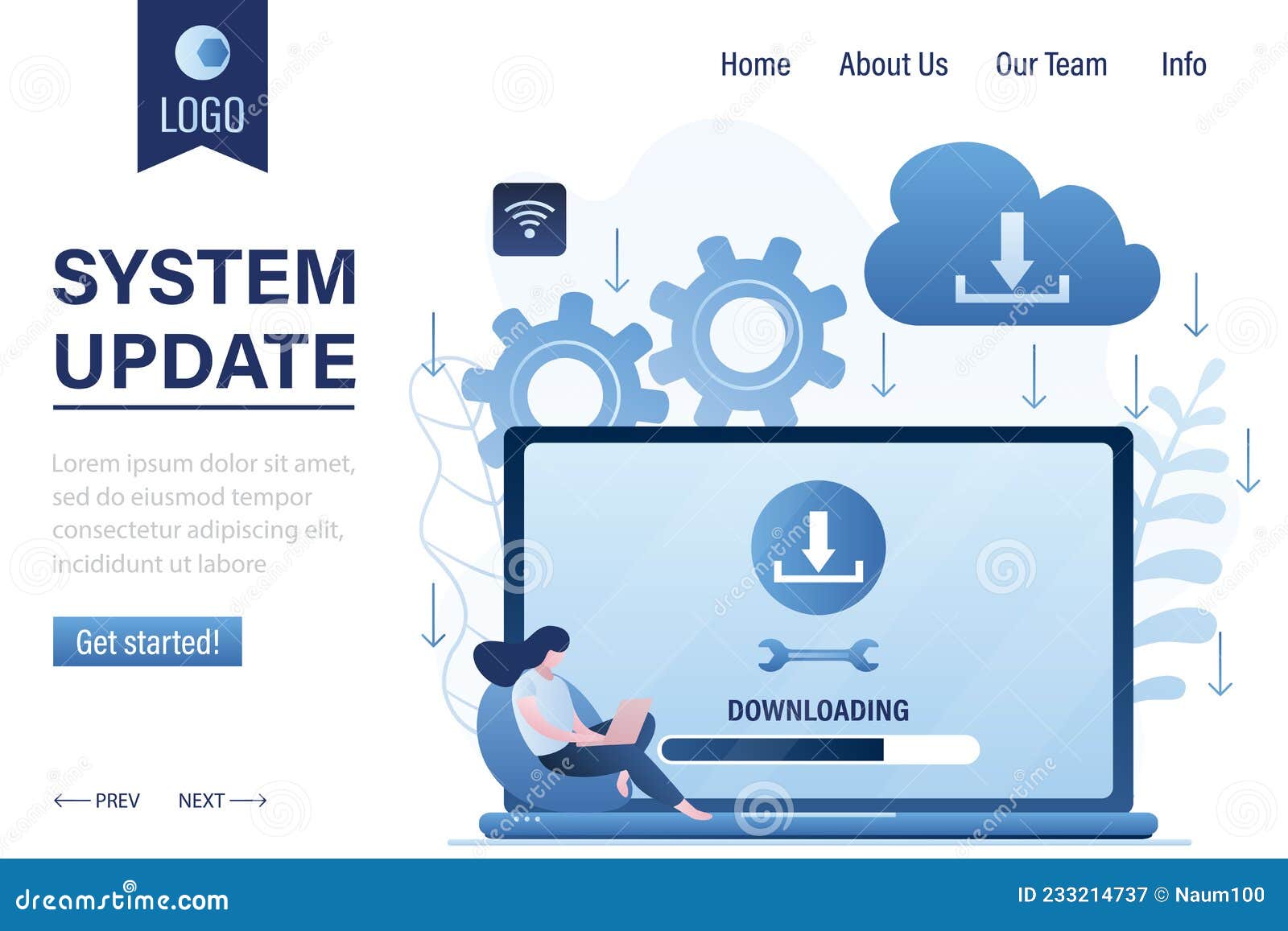 System Update Landing Page Template Concept. Downloading Files on ...
