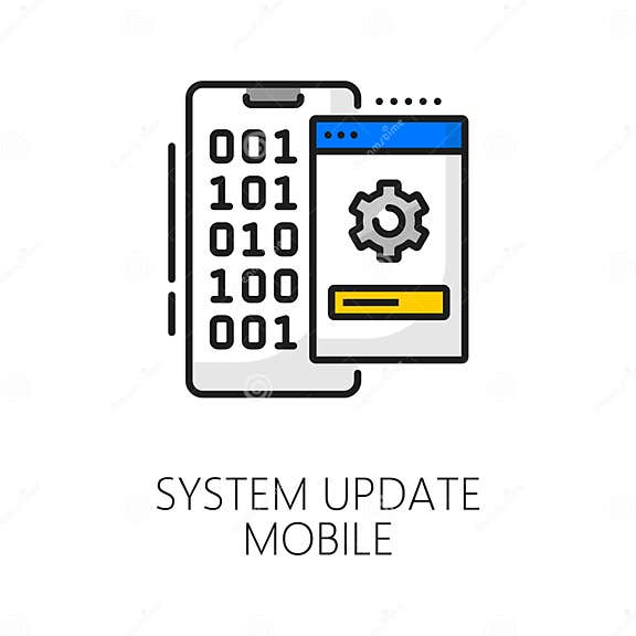 System Update Mobile Color Line Icon, Software App Stock Vector ...