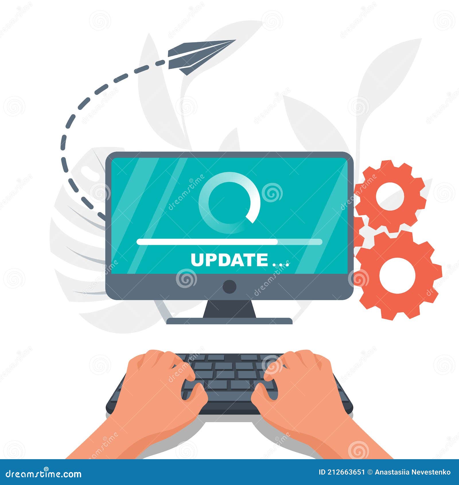 System Update The Programmer Behind The Computer Screen Stock Vector Illustration Of